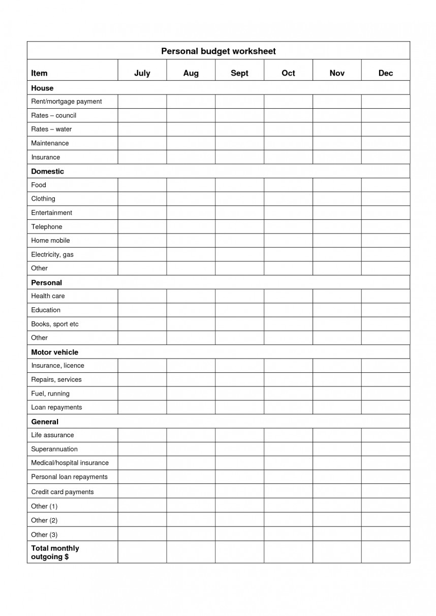 Blank Budget Worksheet Printable Printable Worksheets