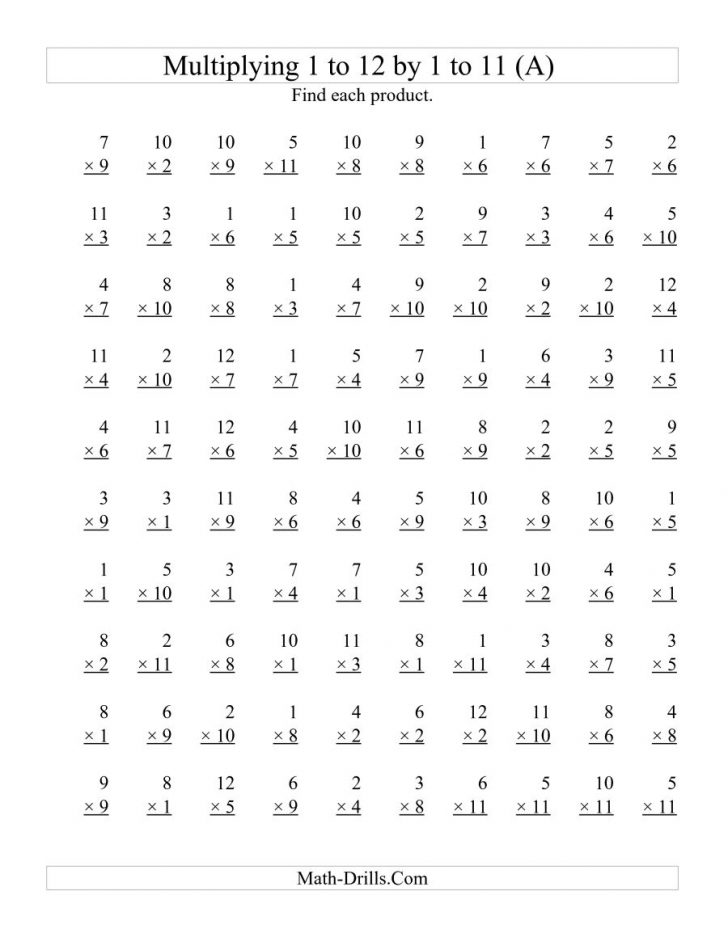 100 Vertical Questions - Multiplying 1 To 121 To 11 (A ...