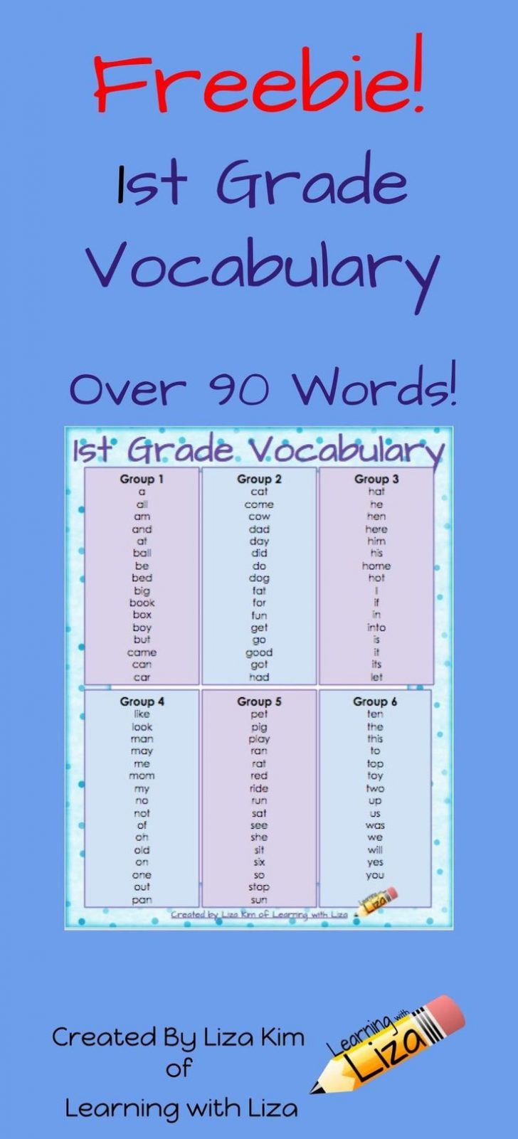 1St Grade Vocabulary List | English Language Arts | Vocabulary | 1St ...