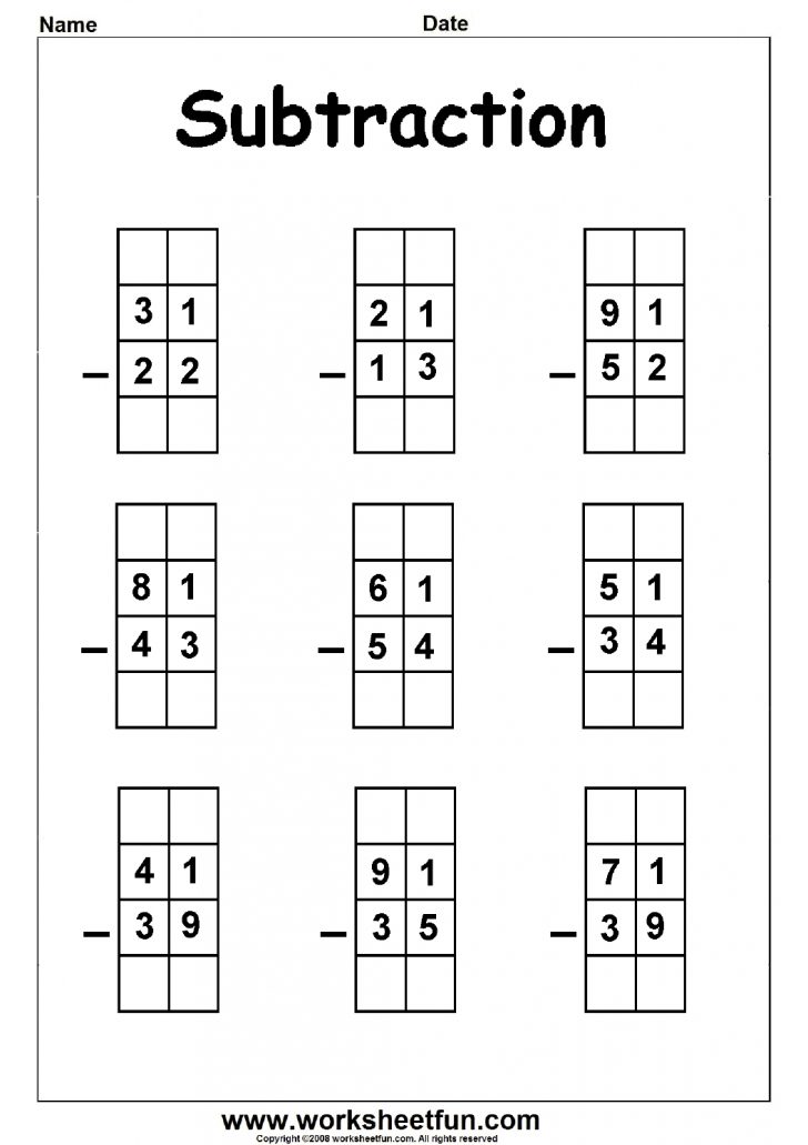 2 Digit Borrow Subtraction – Regrouping – Beginner Worksheets - 5 ...