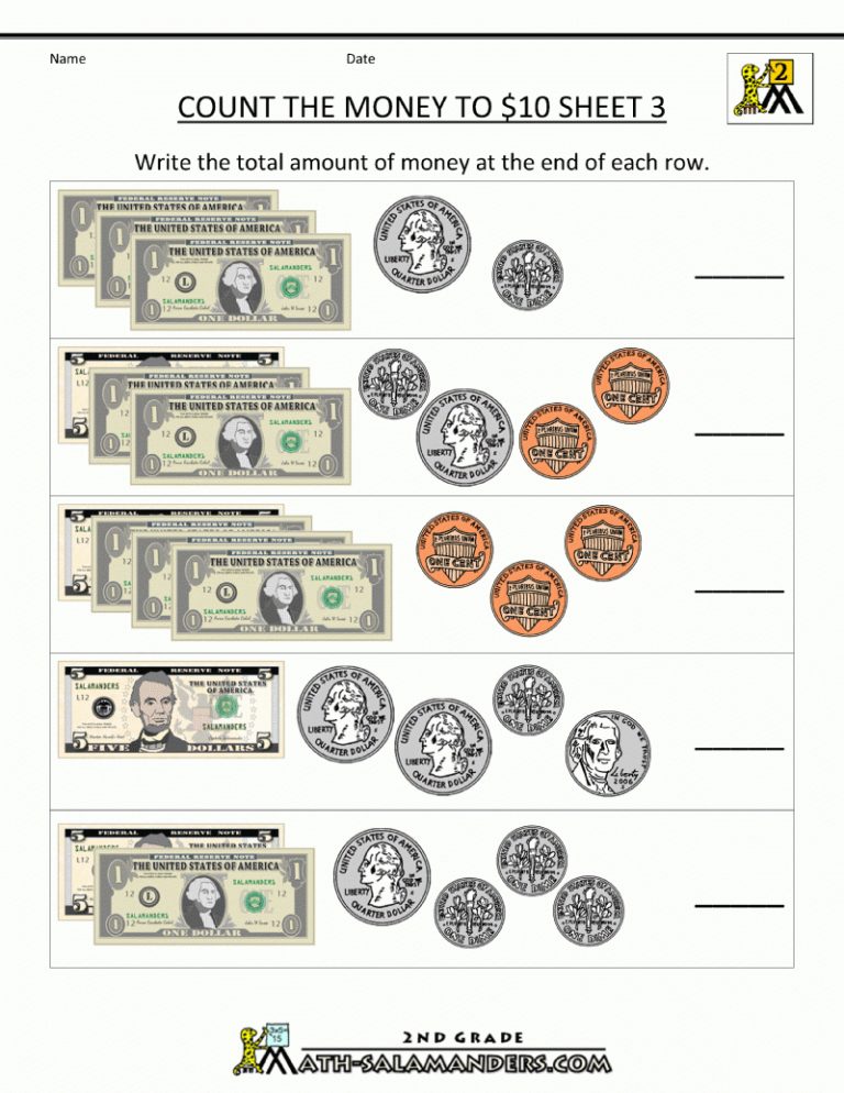 2Nd Grade Math Worksheets Money | Free Counting Money Worksheets | Free ...
