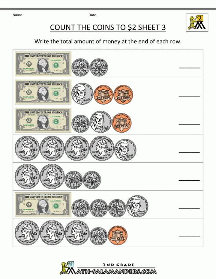 2Nd Grade Money Worksheets Up To $2 | Learning Money Worksheets ...