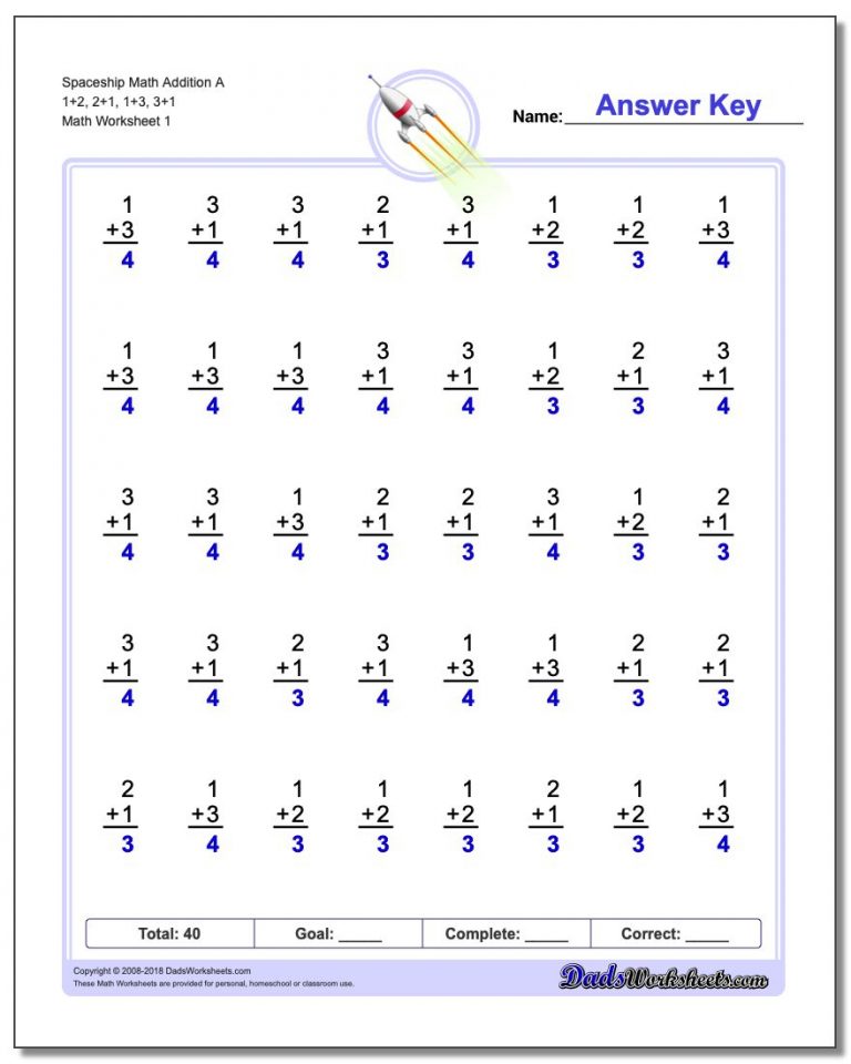 Rocket Math Addition Printable Worksheets - Printable Worksheets