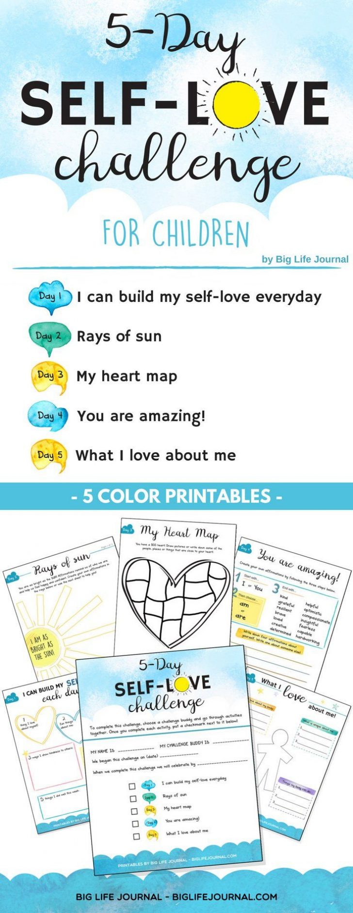 5-Day Self-Love Challenge For Children | Therapy Tools | Self Esteem ...