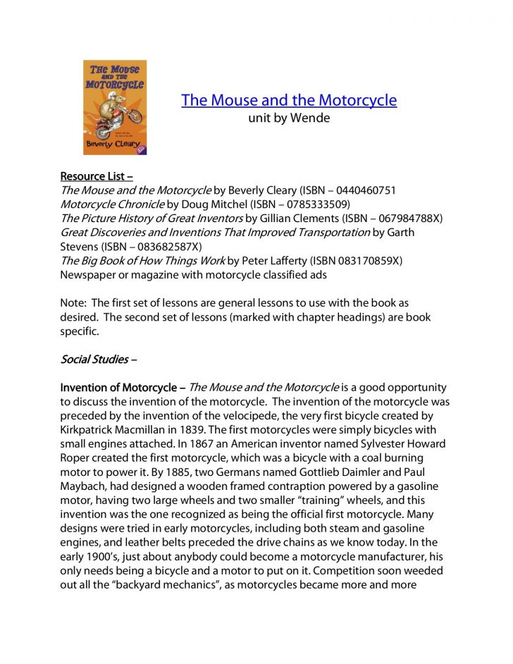 7: The Mouse And The Motorcycle - Teacher Web Pages 1 - 24 - Text | The ...