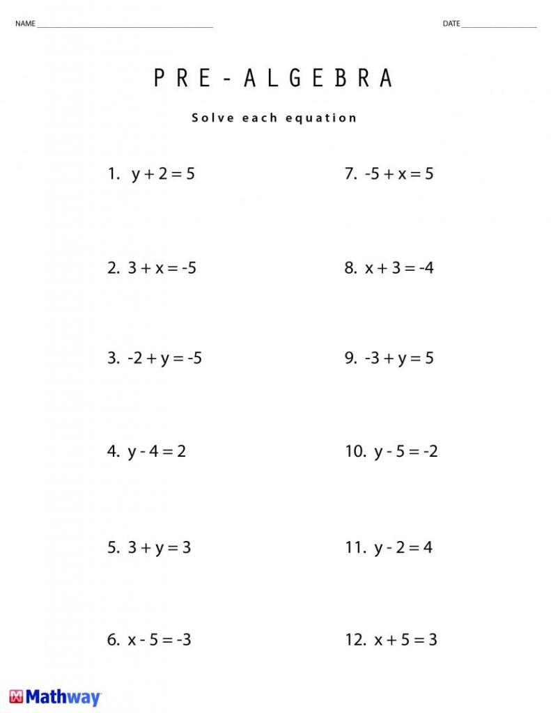 Pre Algebra Review Worksheet Free Printable Educational Worksheet 