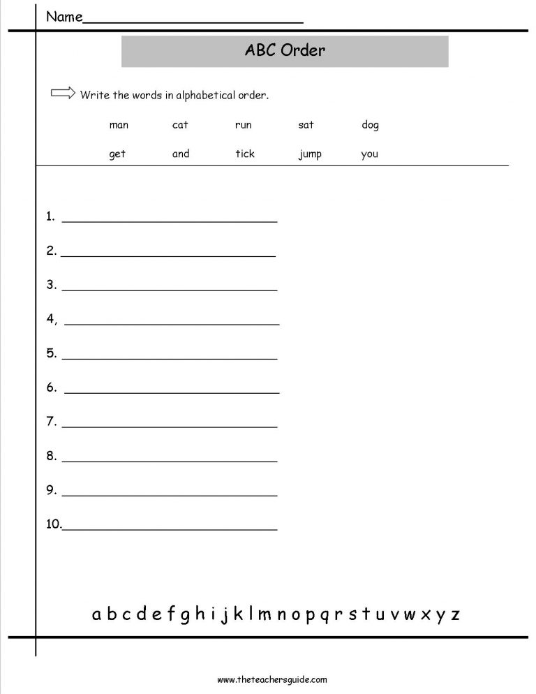 Abc Order Worksheets From The Teacher's Guide | Printable Abc Order ...