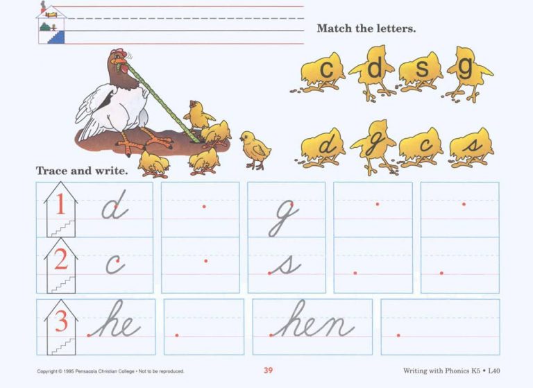Abeka Worksheets | Writing With Phonics K5 Cursive | School | Abeka ...