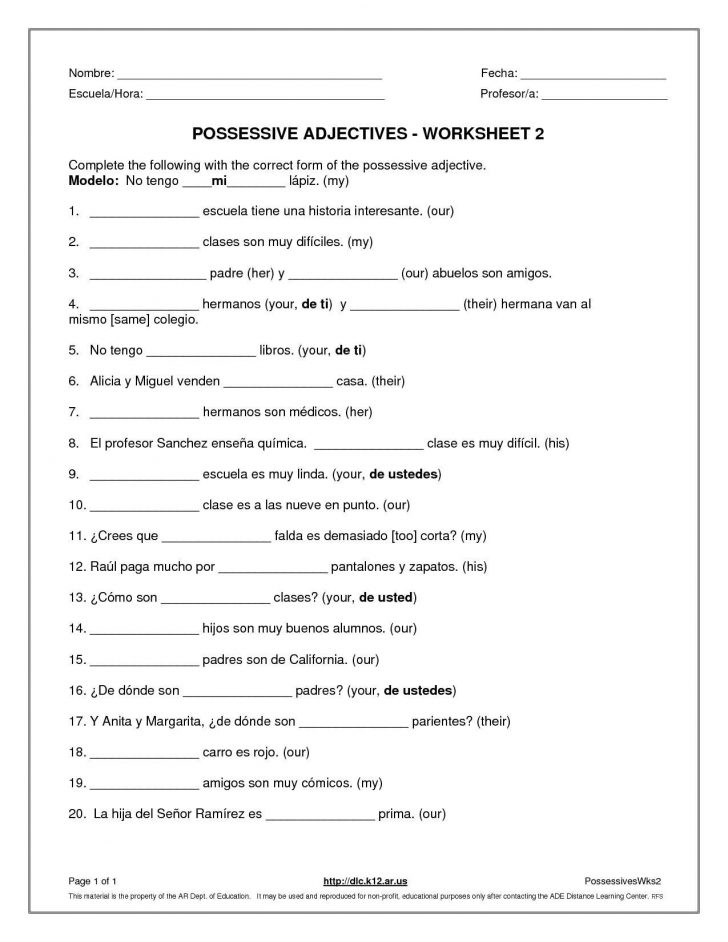 Agreement Of Adjectives Spanish Worksheet Answers 108625 Realidades ...