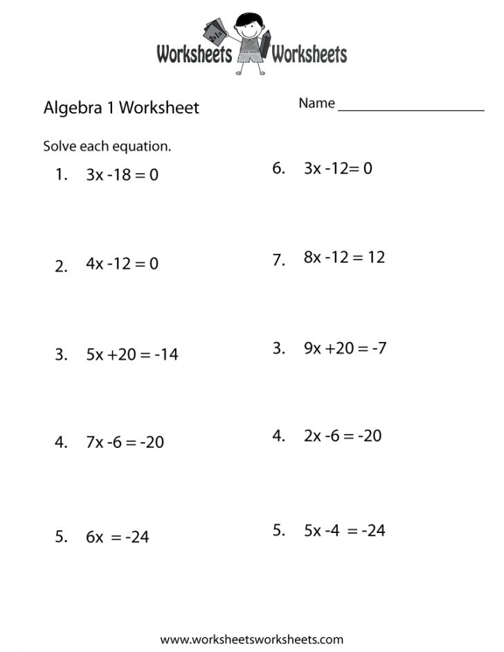 Algebra 1 Practice Worksheet Printable | Algebra Worksheets | Printable ...