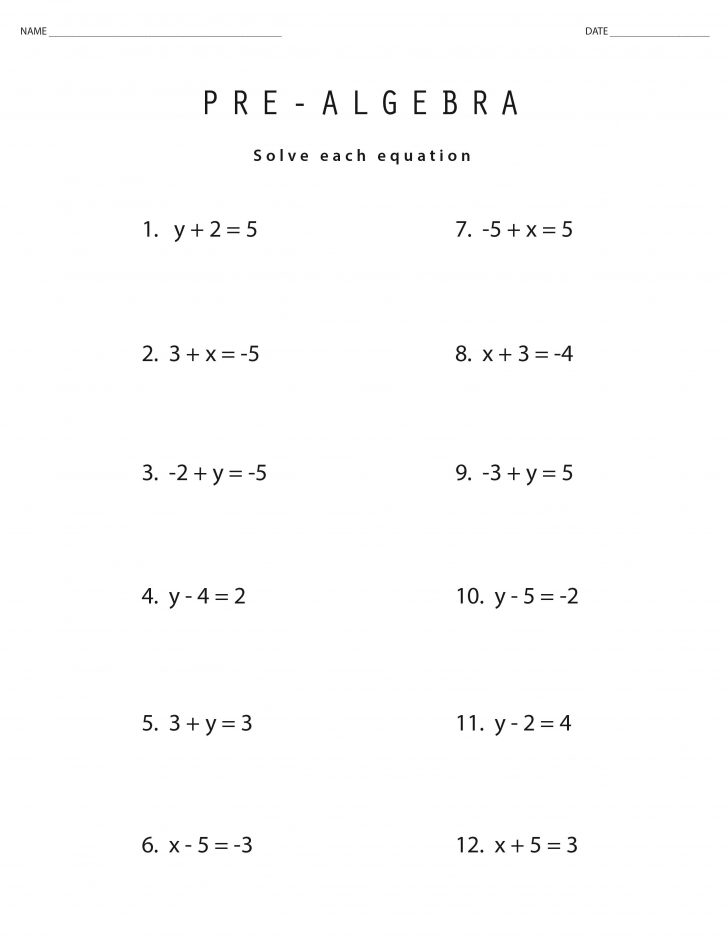 Algebra: Math Problems Algebra Practice Learning Printable College ...