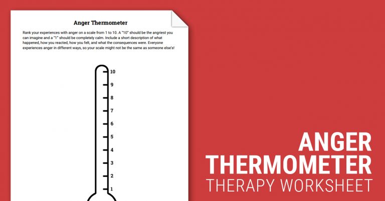 Anger Thermometer (Worksheet) | Therapist Aid | Thermometer Printable ...