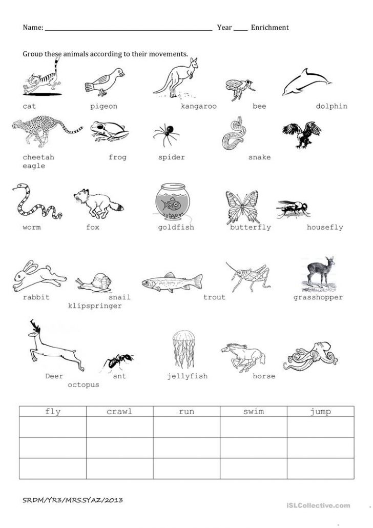 Animal Movements Worksheet - Free Esl Printable Worksheets Made | Free ...