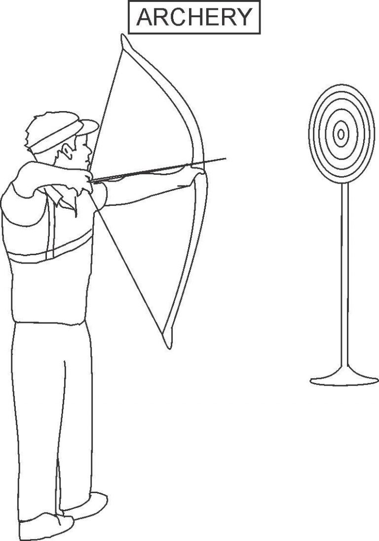 Archery Coloring Printable Page For Kids | Archery Printable Worksheets ...