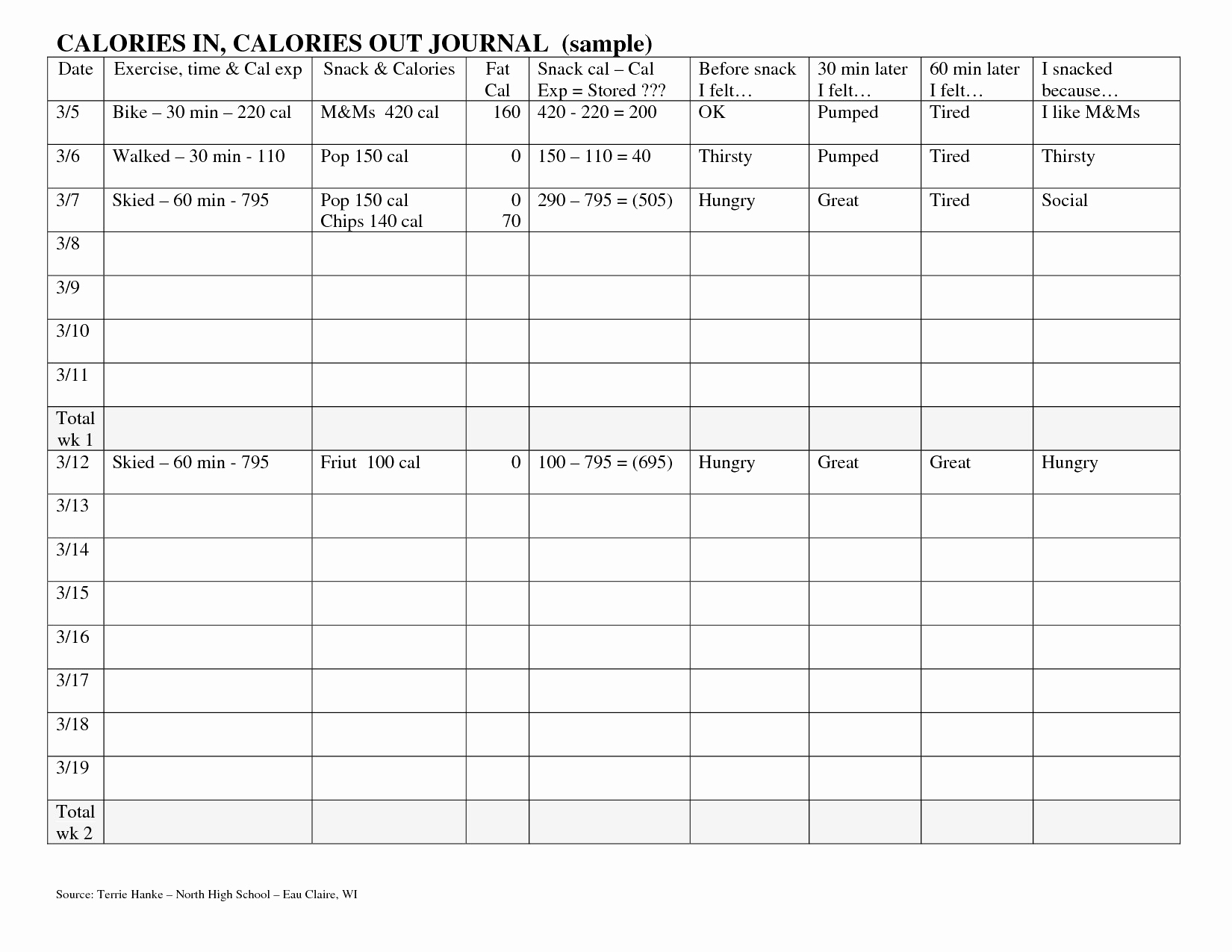 Free Printable Calorie Counter Worksheet Printable Worksheets