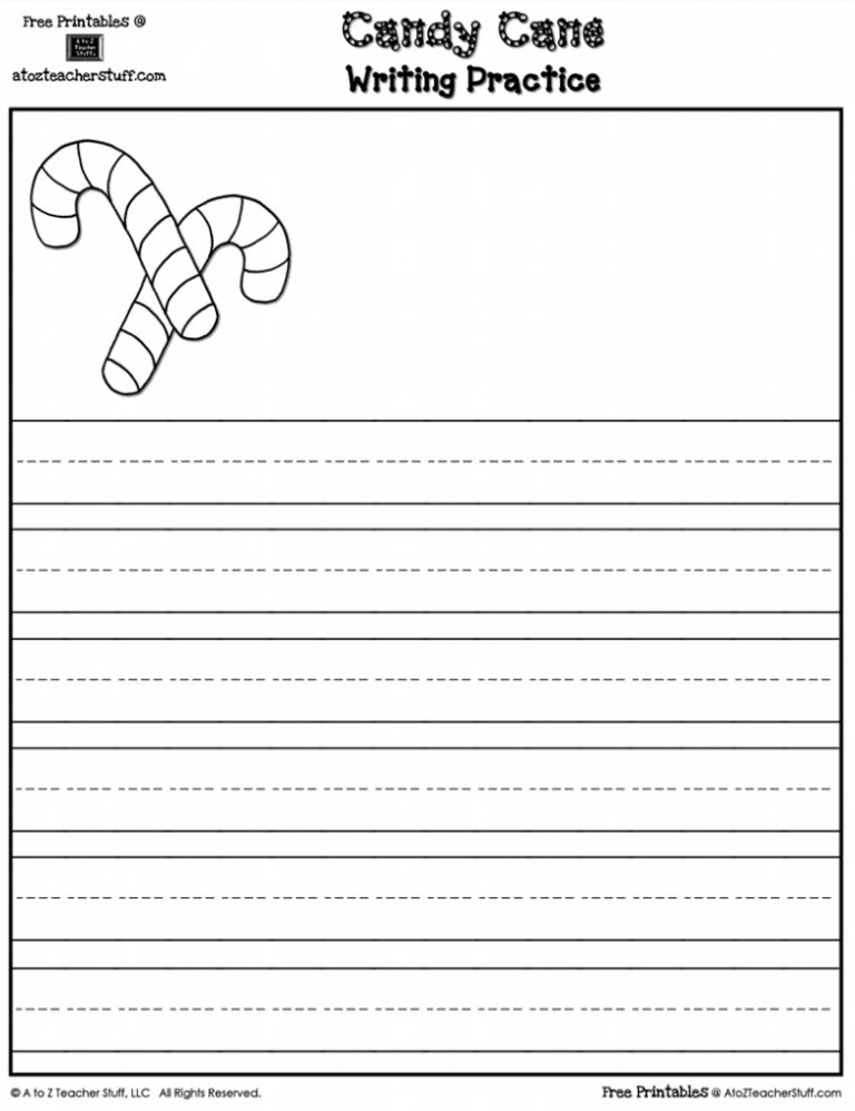 Candy Cane Writing Practice Printable Page | A To Z Teacher Stuff ...
