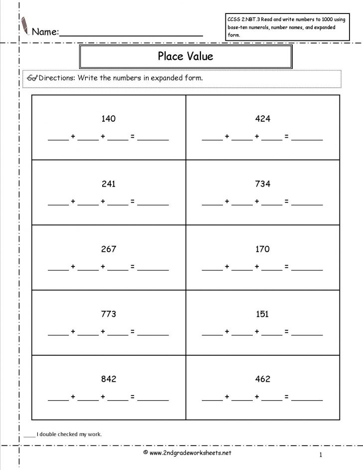 Ccss 2.nbt.3 Worksheets. Place Value Worksheets-Read And Write | Free ...