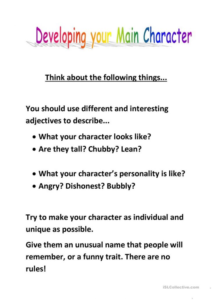 Character Development Worksheet - Free Esl Printable Worksheets Made ...