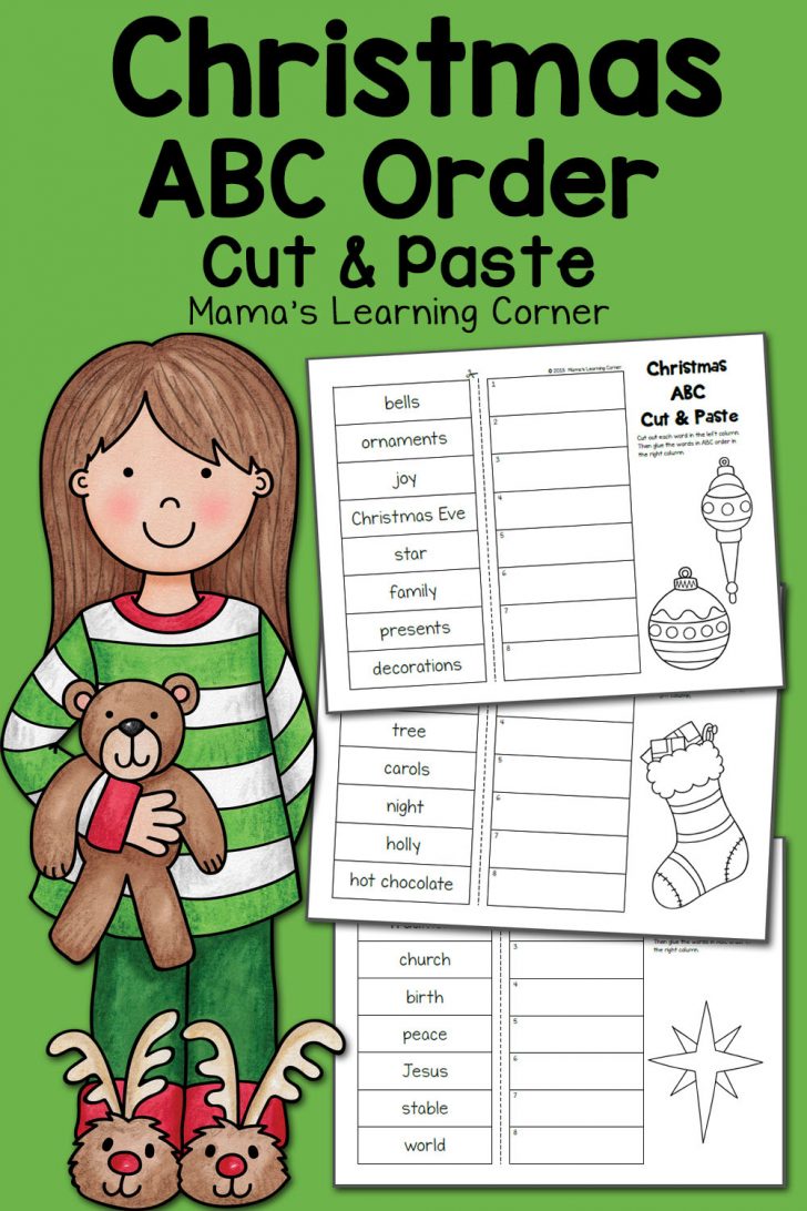 Christmas Abc Order Worksheets: Cut And Paste! - Mamas Learning Corner ...
