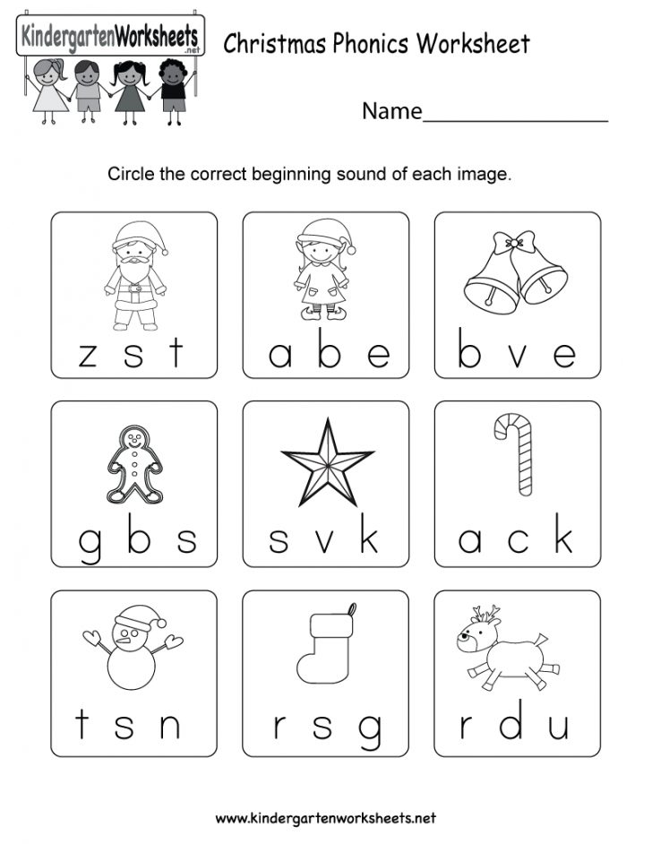 Christmas Phonics Worksheet - Free Kindergarten Holiday Worksheet ...