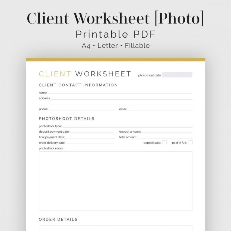 Client Worksheet Photography Fillable Printable Pdf | Etsy | Printable ...