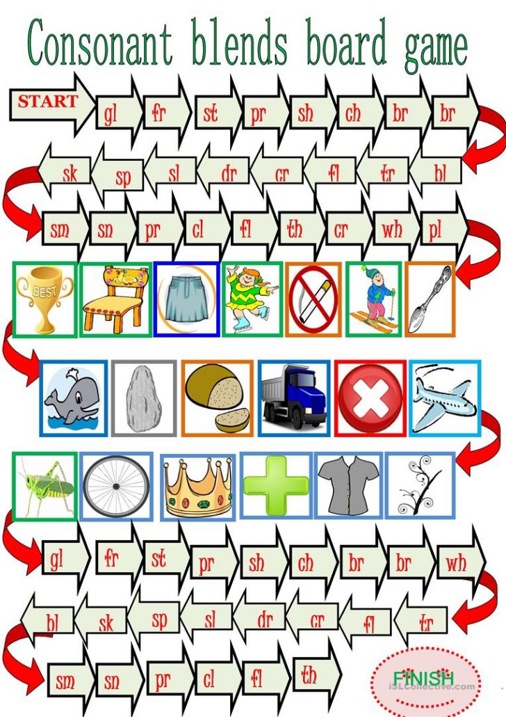 Consonant Blends Board Game. Worksheet - Free Esl Printable | Free ...