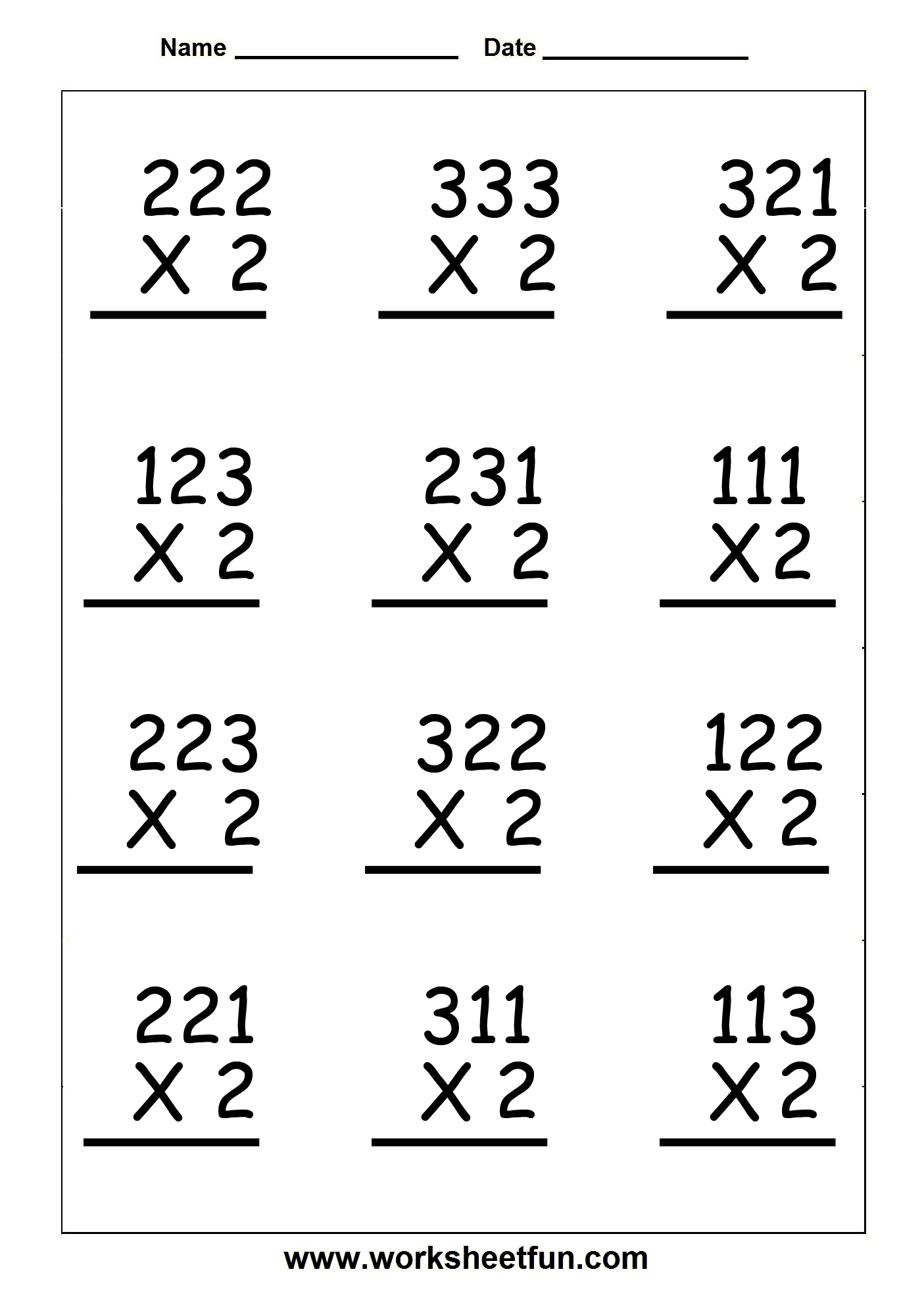 2 Digit By 2 Digit Multiplication Worksheets With Answers Times