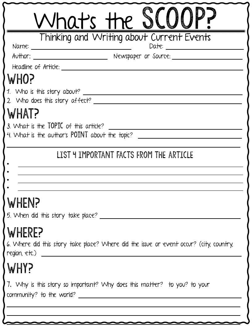 Free Printable Current Events Worksheets Printable Templates