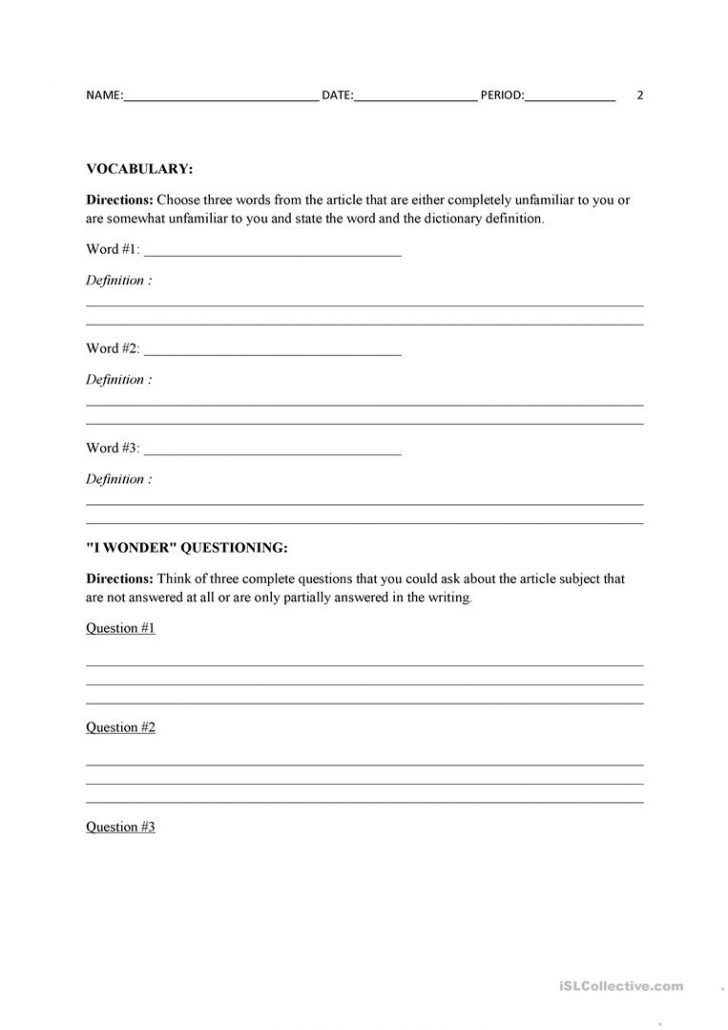 Current Events Template Worksheet - Free Esl Printable Worksheets ...