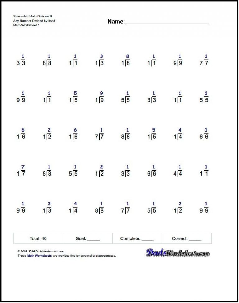Mad Minute Division Printable Worksheets - Printable Worksheets
