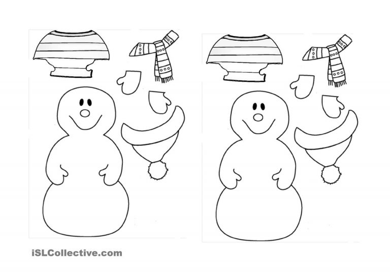 Dress The Snowman For Winter! Worksheet - Free Esl Printable | Snowman ...