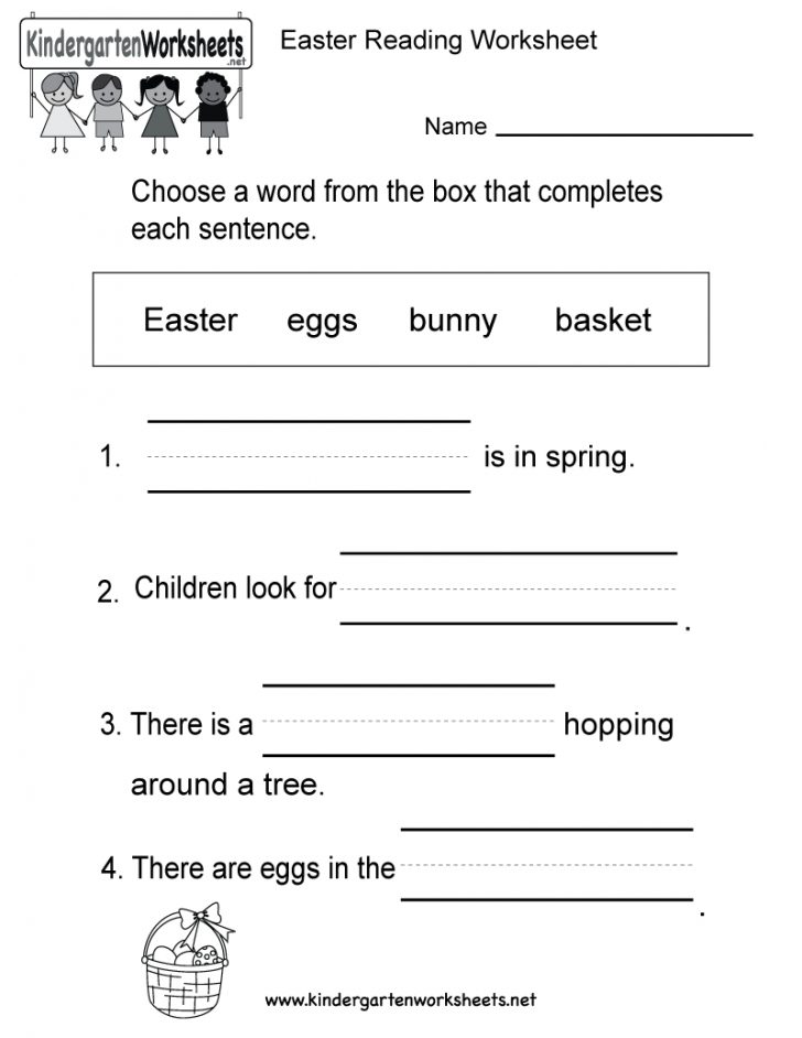 Easter Reading Worksheet - Free Kindergarten Holiday Worksheet For Kids ...