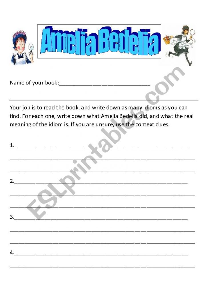 English Worksheets: Amelia Bedelia (Idioms) | Amelia Bedelia Printable ...
