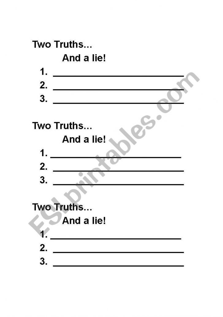 English Worksheets: Two Truths And A Lie | Two Truths And A Lie ...