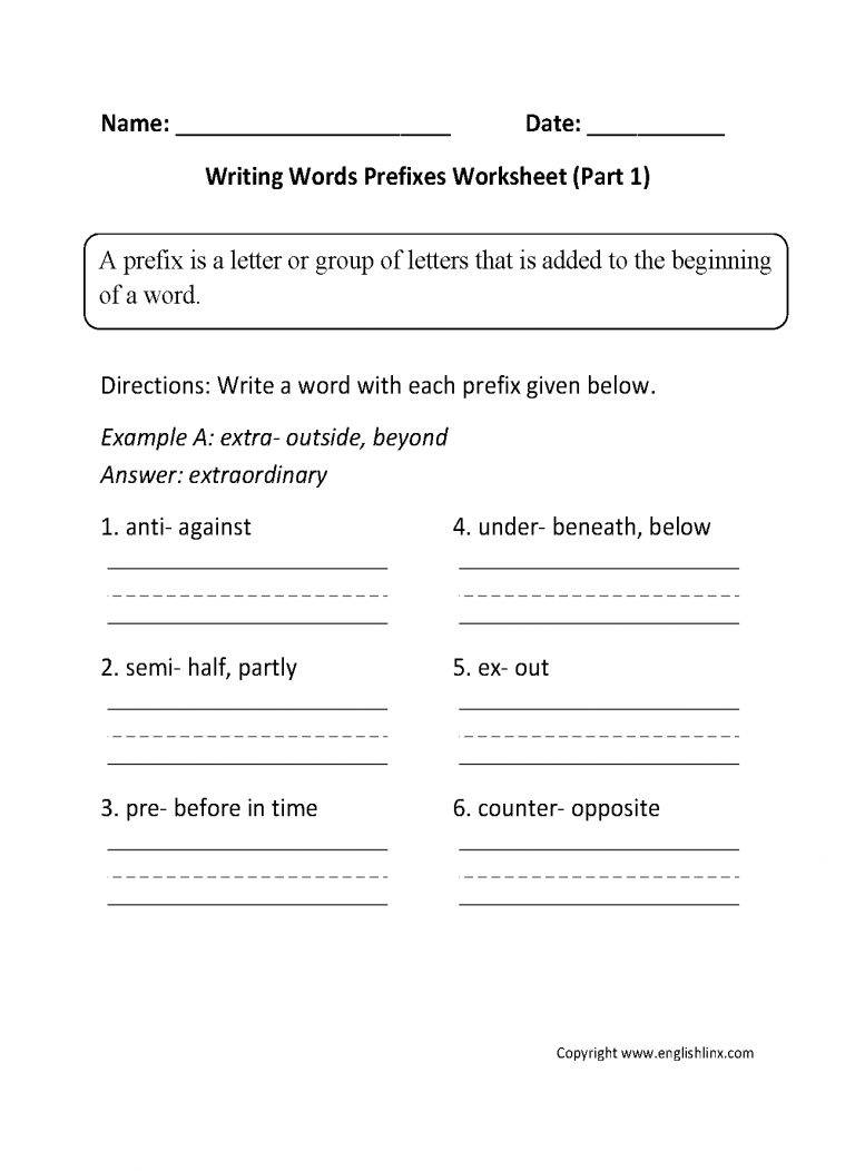 Englishlinx Prefixes Worksheets 4Th Grade Printable Worksheets 