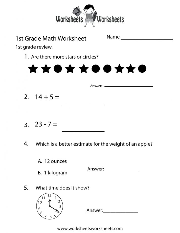 First Grade Math Practice Worksheet Printable | Children's Books ...