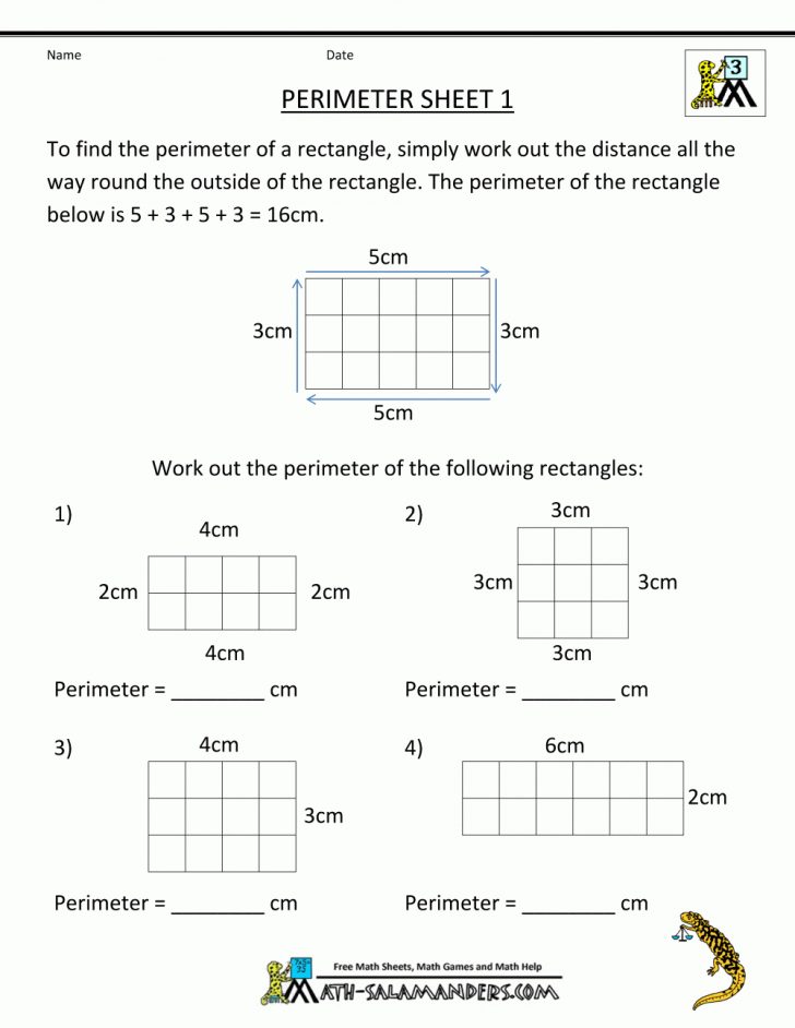 Free 3Rd Grade Math Worksheets Perimeter 1 | Geometry-Perimeter And ...