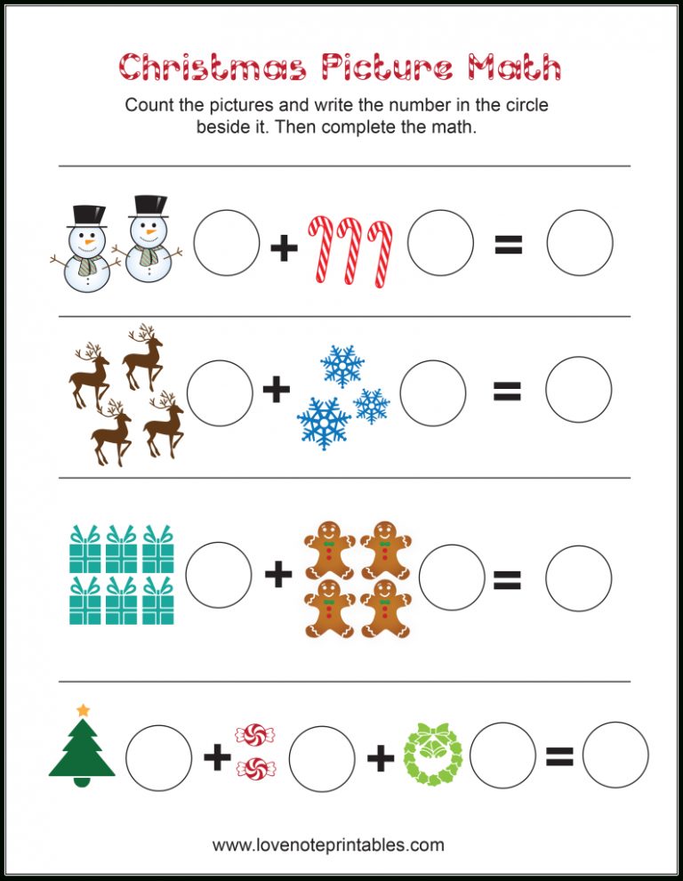 Free Printable Christmas Math Worksheets Kindergarten - Printable ...