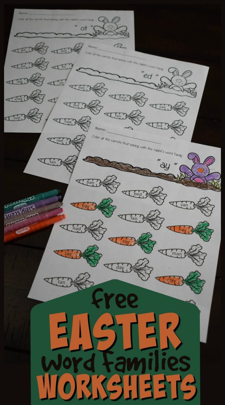 Free Easter Word Families Worksheets – Kindergarten Worksheets And ...