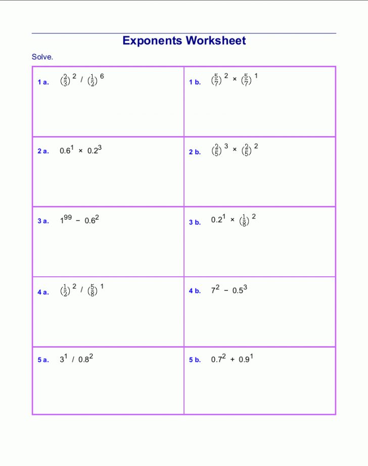 Free Exponents Worksheets | 5Th Grade Exponents Printable Worksheets ...