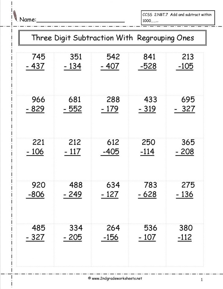 Free Math Worksheets And Printouts | 3Rd Grade Math Subtraction ...