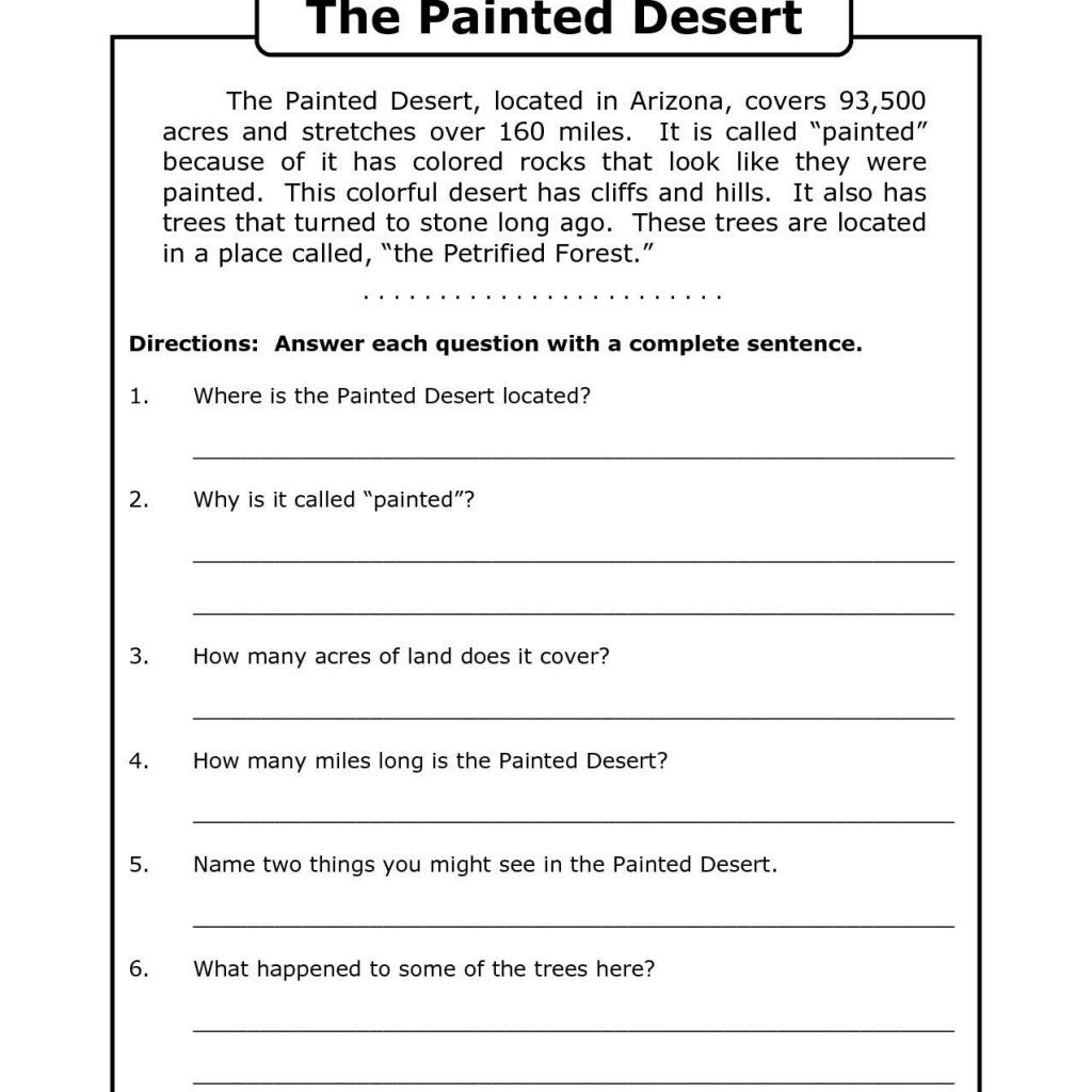 Printable Comprehension Worksheets For Grade 6 Printable Worksheets