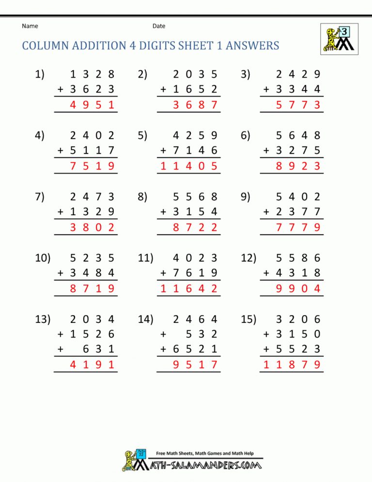 Free Printable Addition Worksheets 3Rd Grade | 3Rd Grade Printable ...