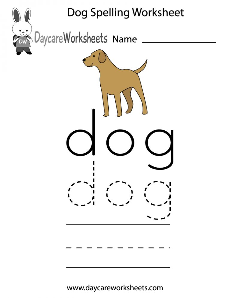 Free Printable Dog Spelling Worksheet For Preschool | Free Printable ...