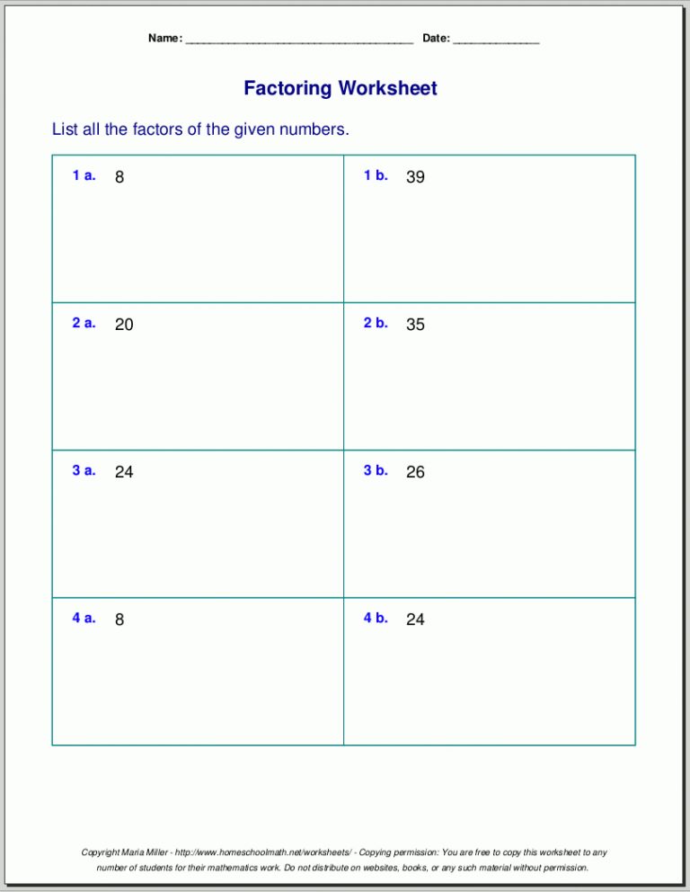 Free Printable Greatest Common Factor Worksheets | Free Printables ...