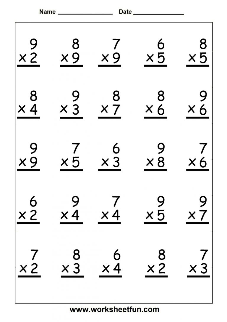 Free Printable Multiplication Worksheets | Multiplication Worksheets ...