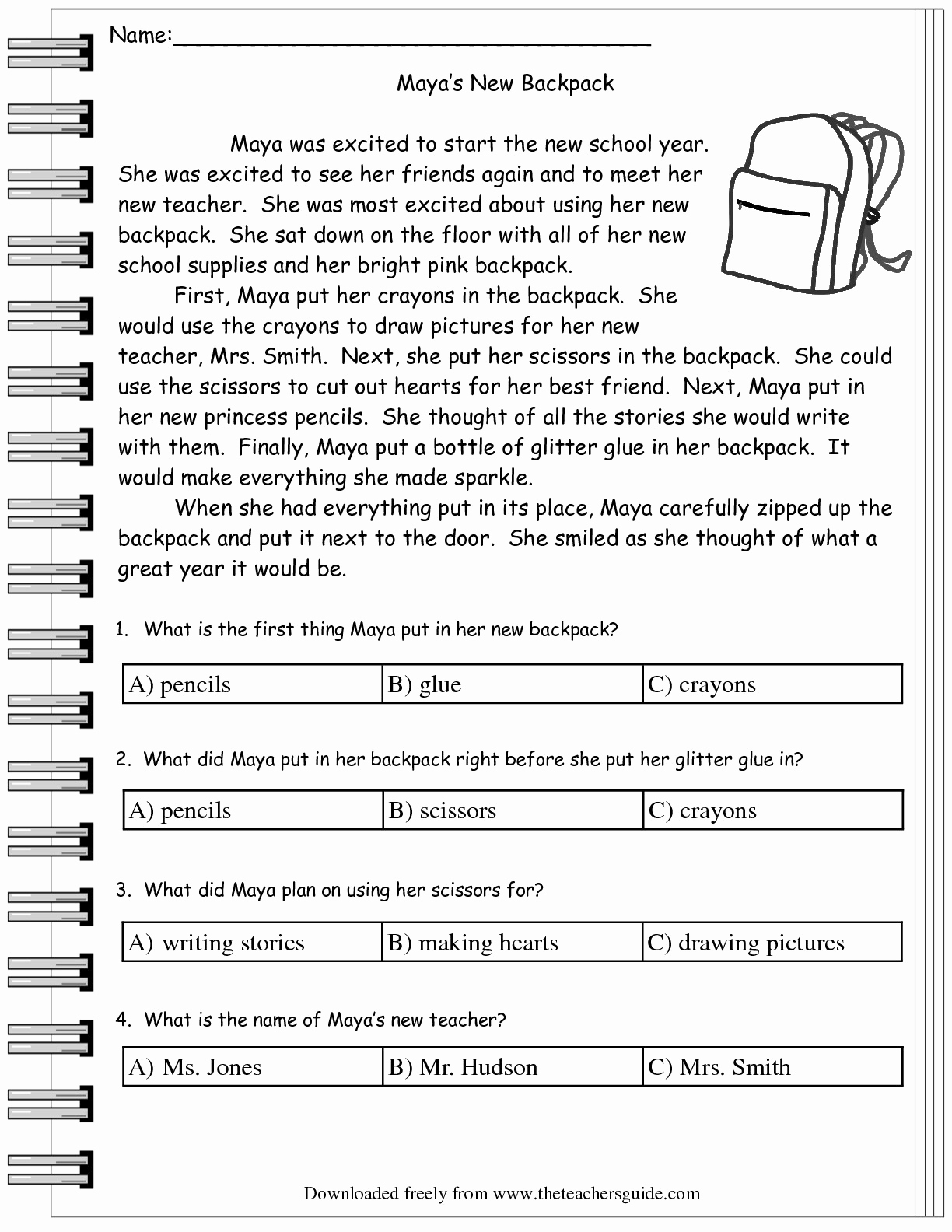 Free Printable Worksheets Reading Comprehension 5Th Grade Printable 