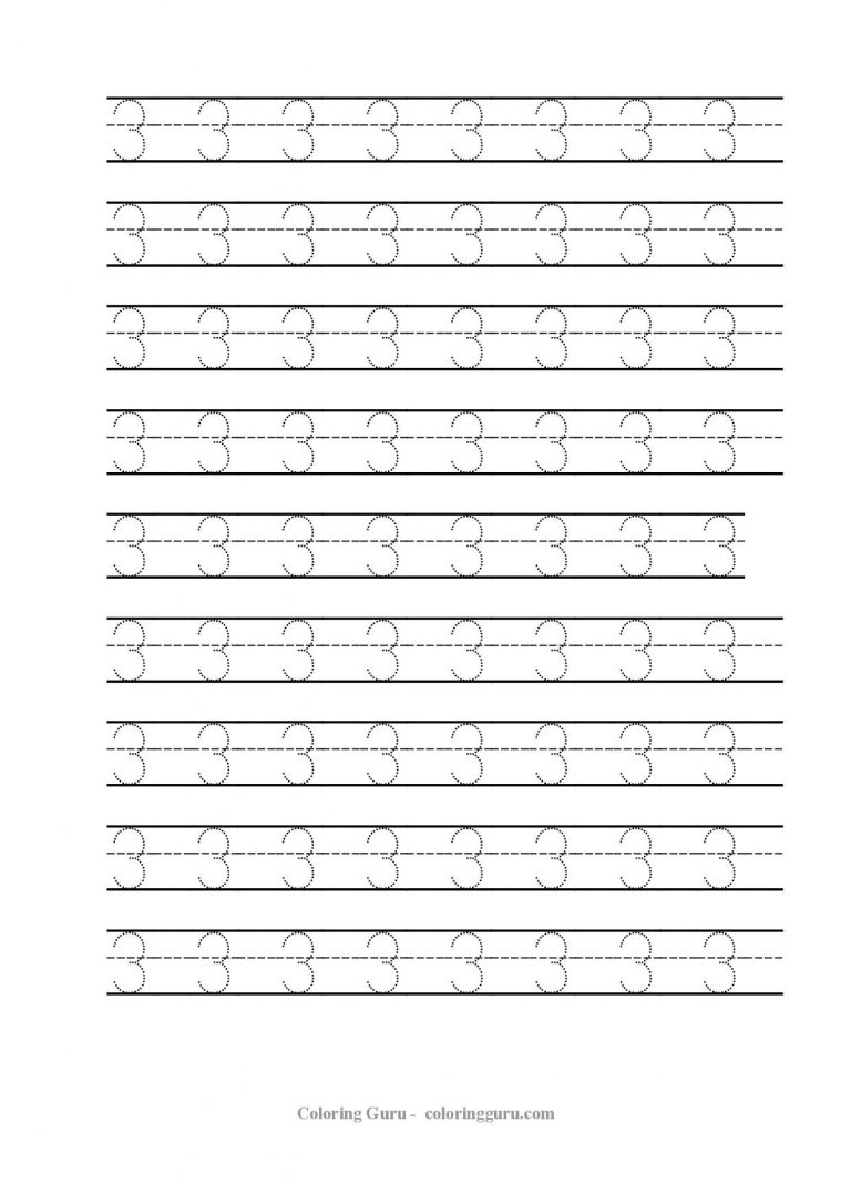 Free Printable Number 3 Worksheets – Printable Worksheets