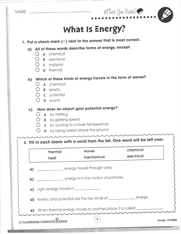 Middle School Printable Worksheets - Printable Worksheets