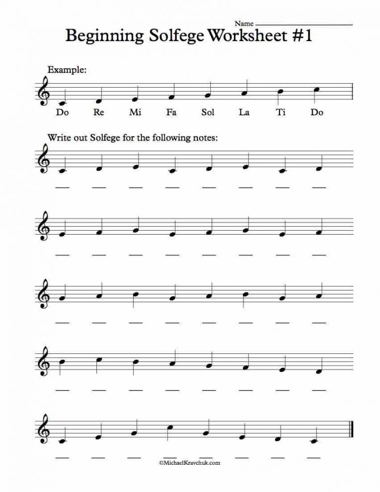 Free Solfege Worksheets For Classroom Instruction | Print | Music ...